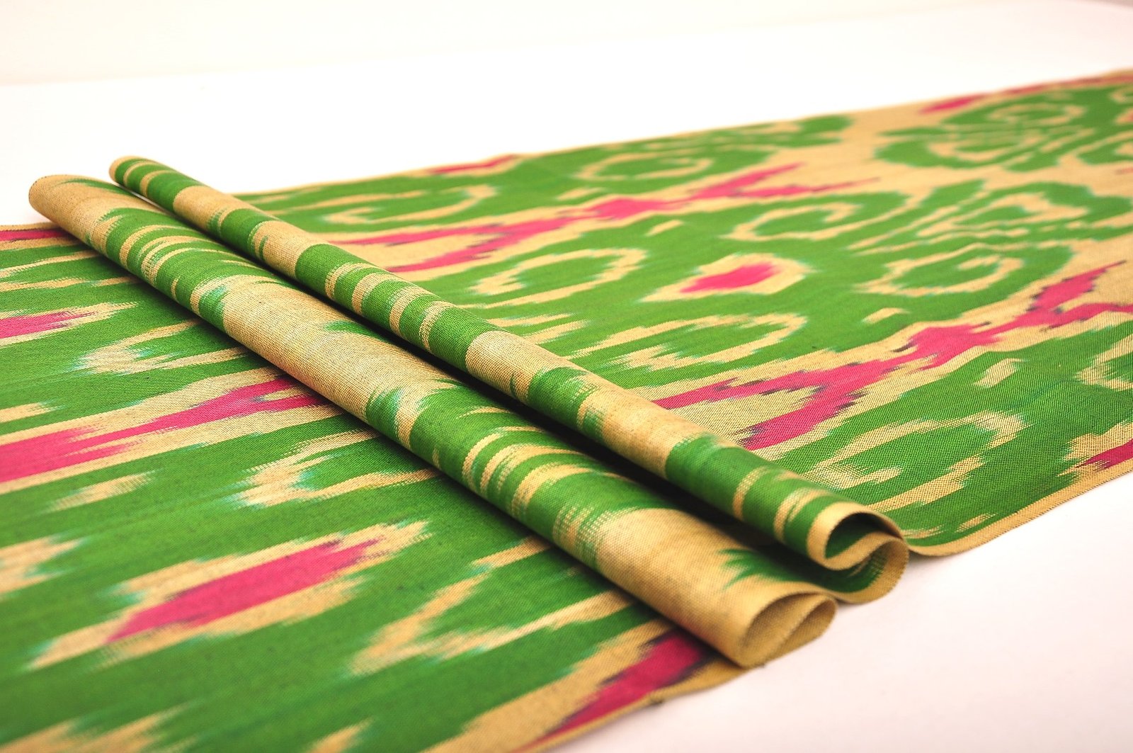 Modern traditionally Green ikat upholstery fabric