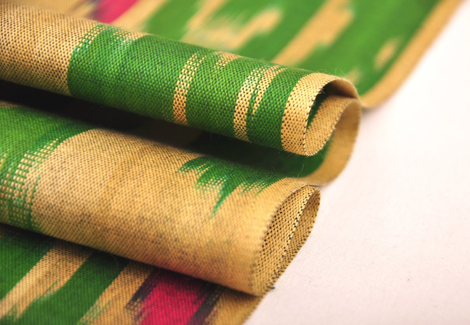 Modern traditionally Green ikat upholstery fabric