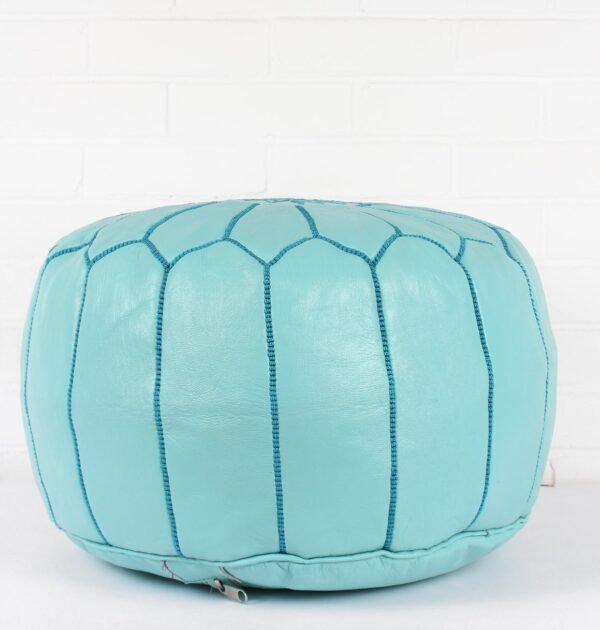 Turquoise Moroccan Leather Ottoman Pouf | Exquisite Home Decor