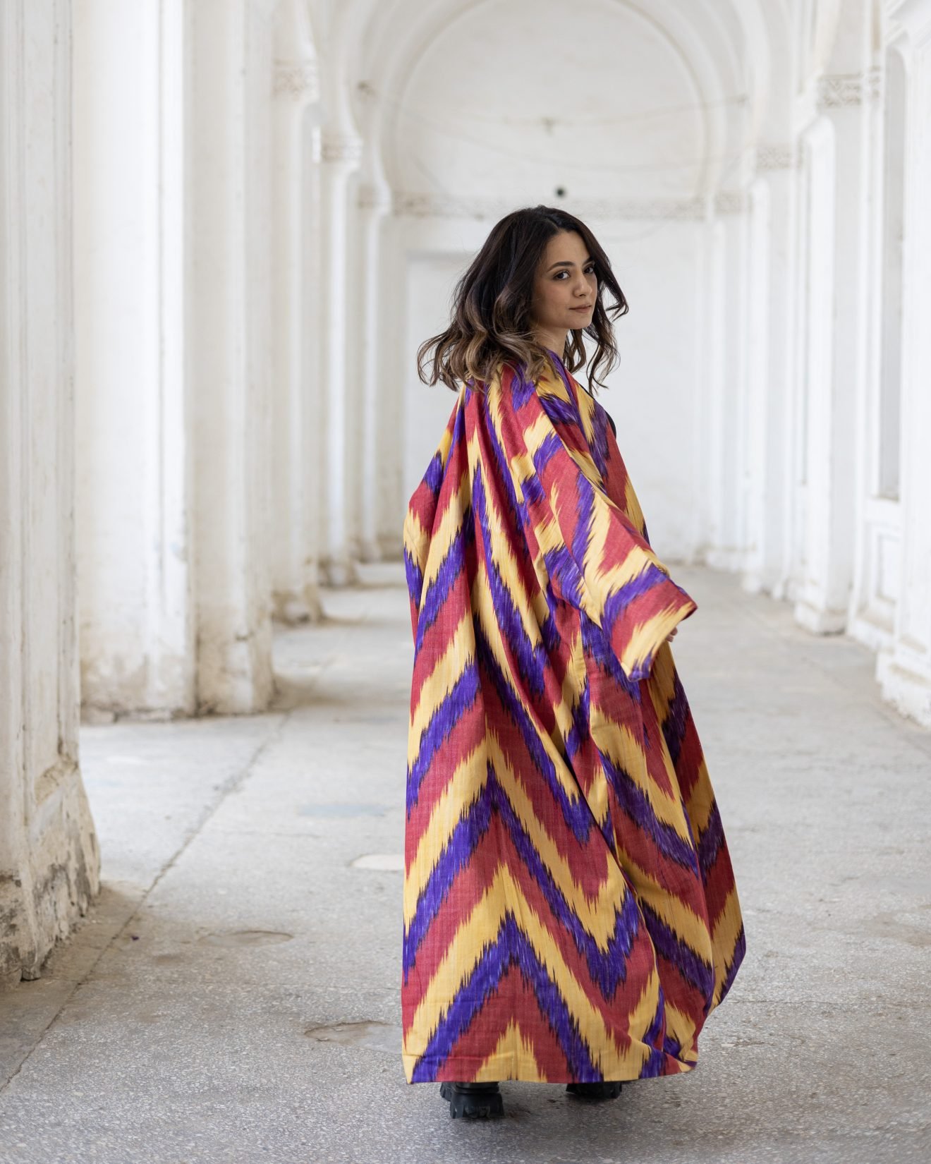 Chevron Ikat kaftan Orange by Alesouk