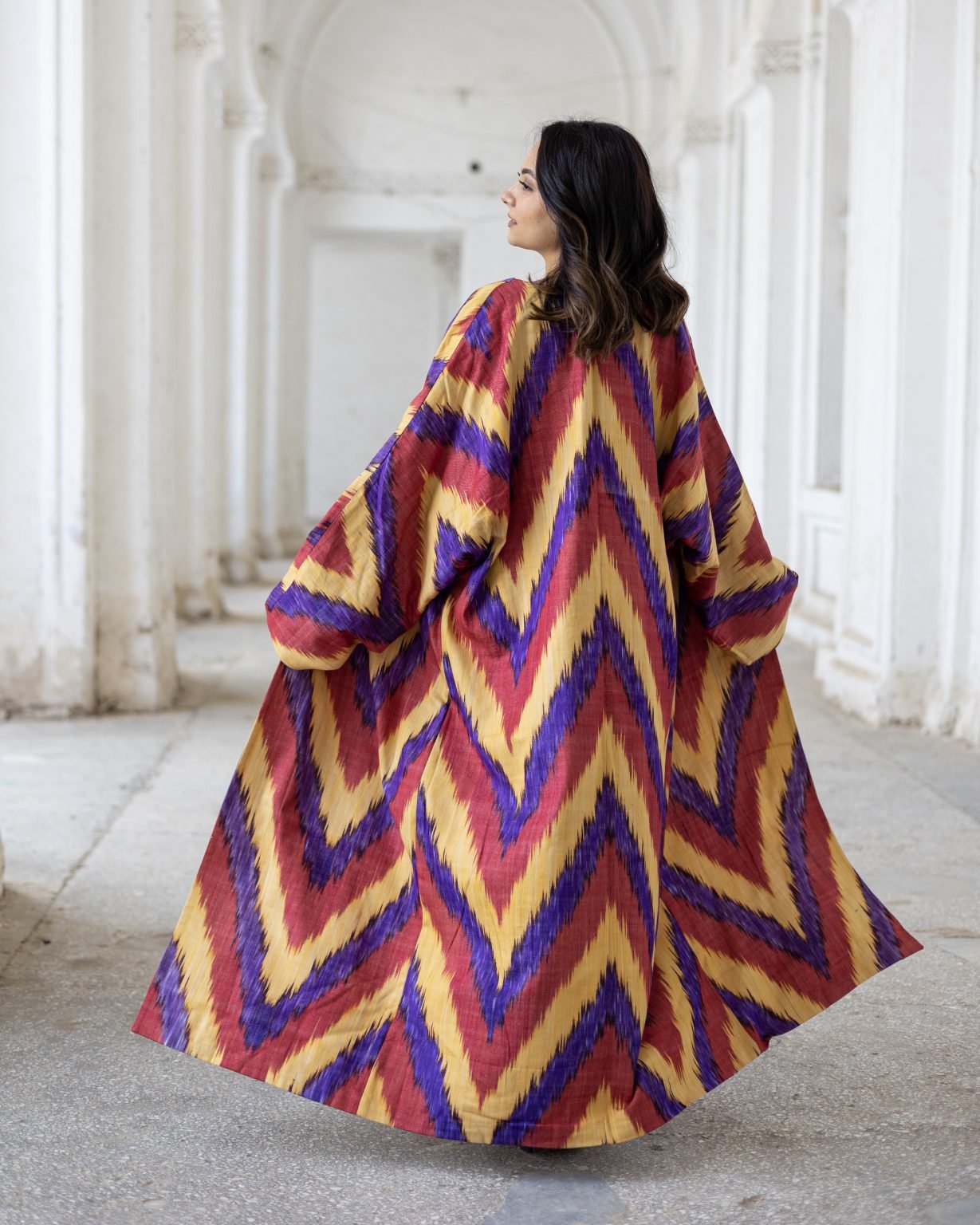 Chevron Ikat kaftan Orange by Alesouk