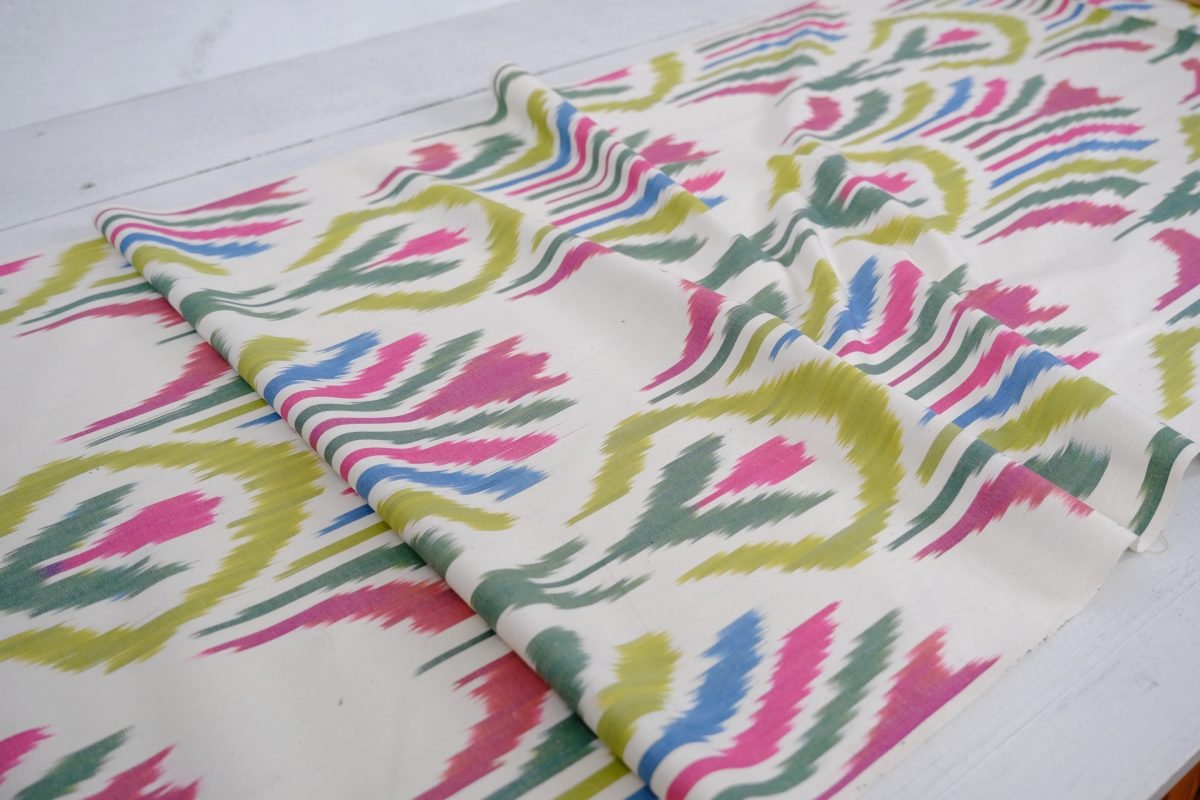 Adras Ikat Designer Floral Fabric - Premium Quality