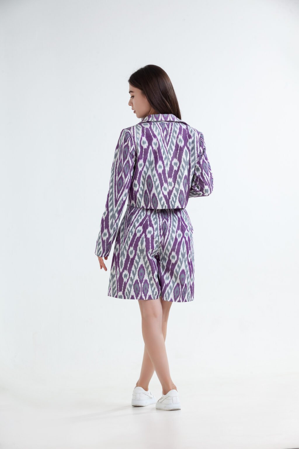 The Purple Ikat Jacket Set with Skirt | Alesouk