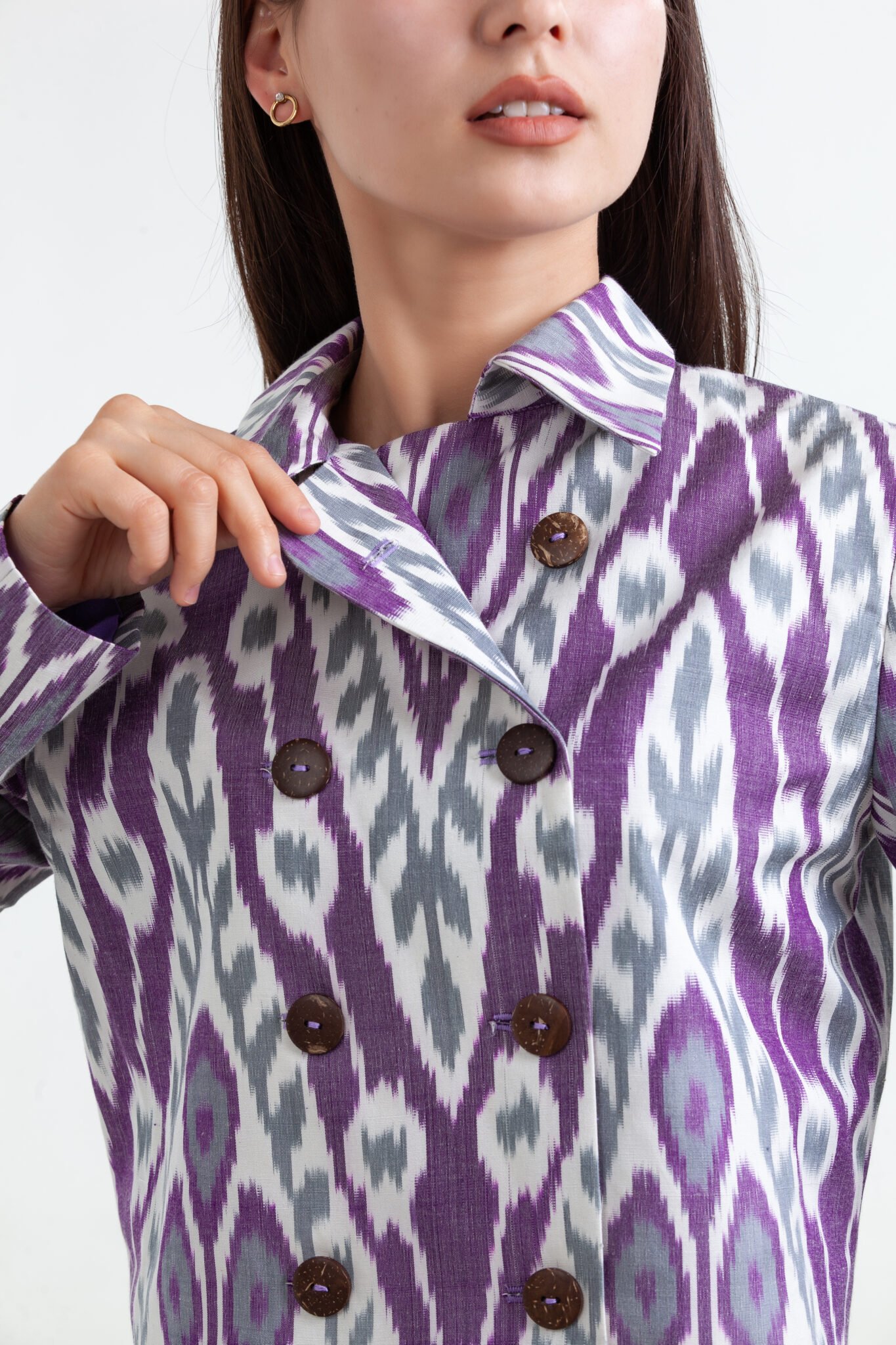 The Purple Ikat Jacket Set with Skirt | Alesouk